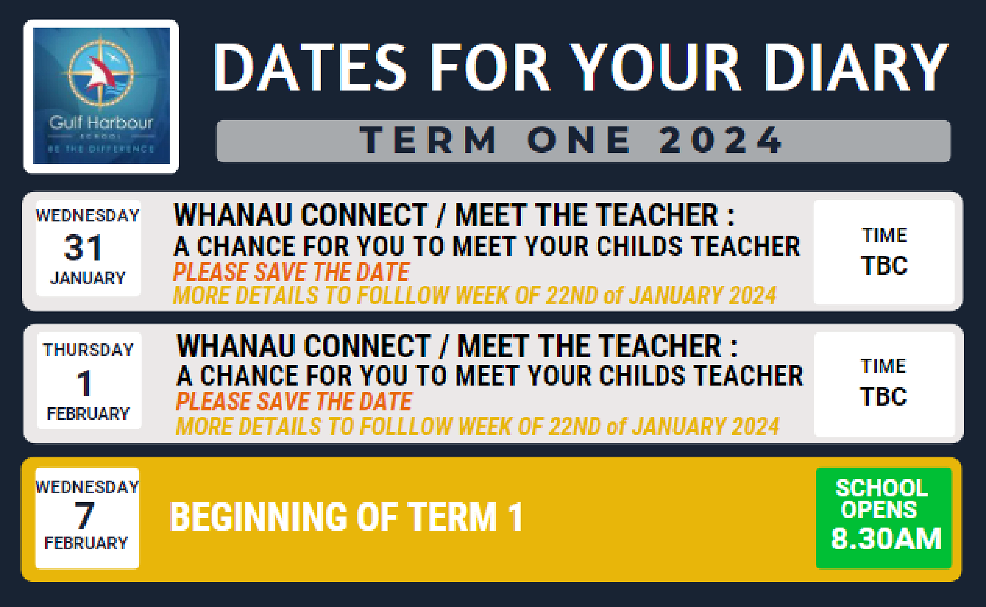 Dates for your diary