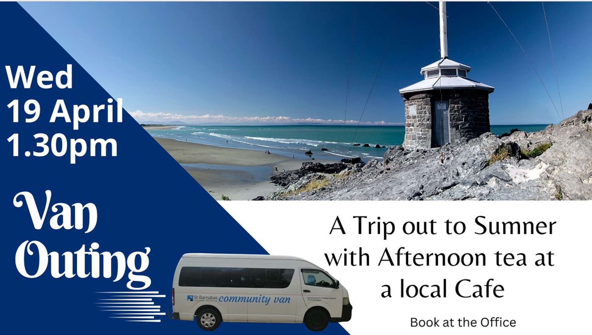 Van Outing to Sumner Wed 19 April — St Barnabas Connect: 14 April 2023