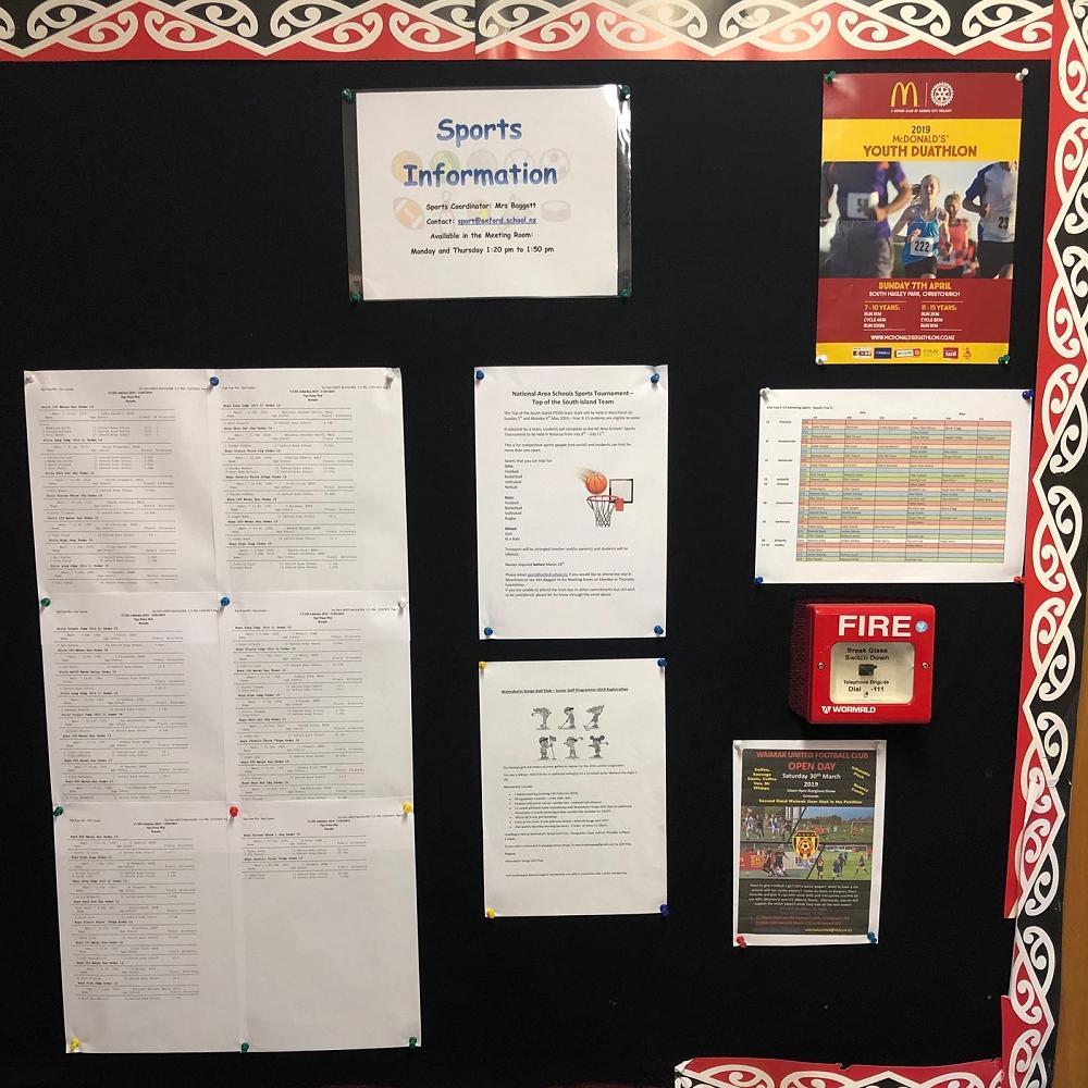 Sports Noticeboard and Term 2 Sports Events