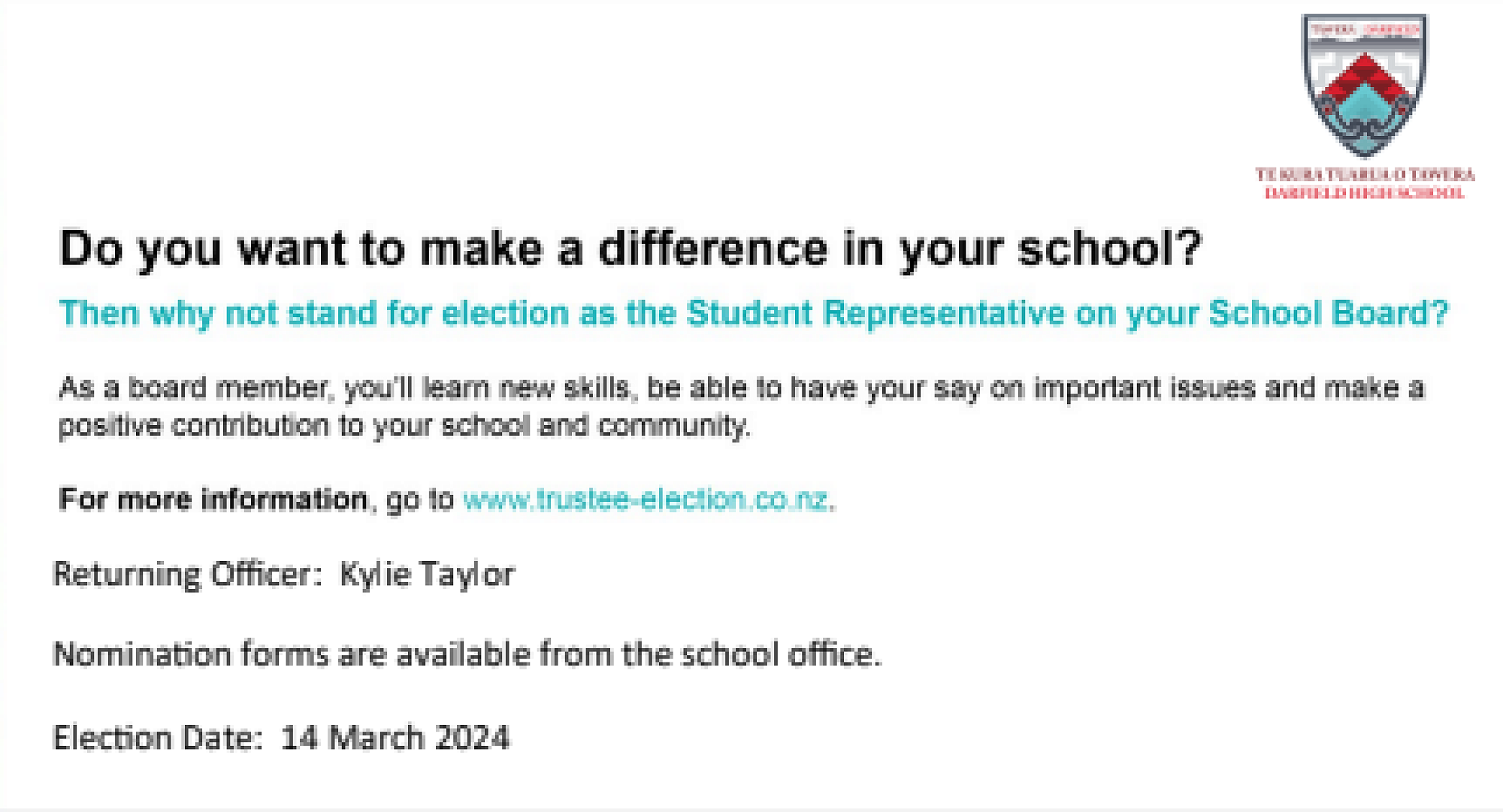 Darfield High School Board Elections