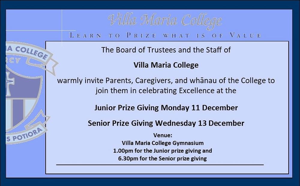 2023 Prizegiving Invitation