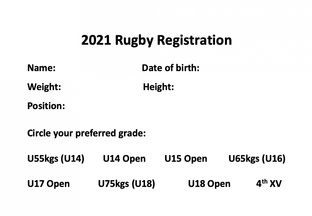 Rugby Registration Event