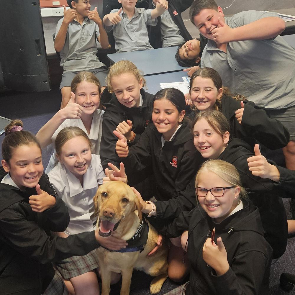 Bruce our Therapy Dog in action around St Peter's.