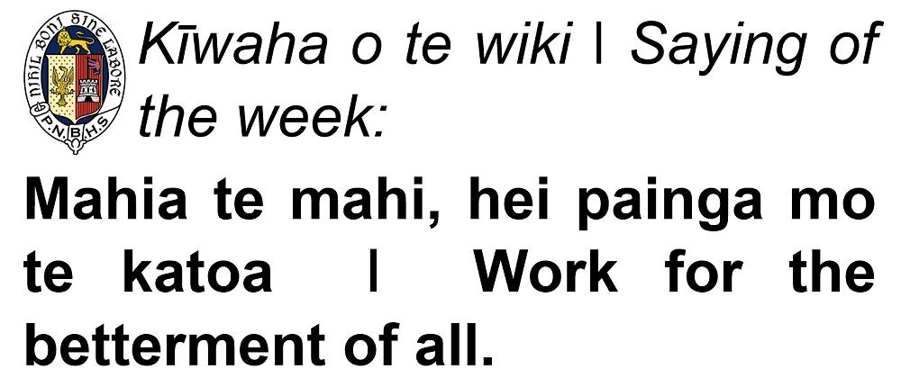 Kīwaha o te wiki ǀ Saying of the week