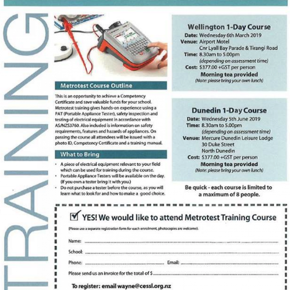 The Metrotest Electrical Competency Training is back, Dunedin!