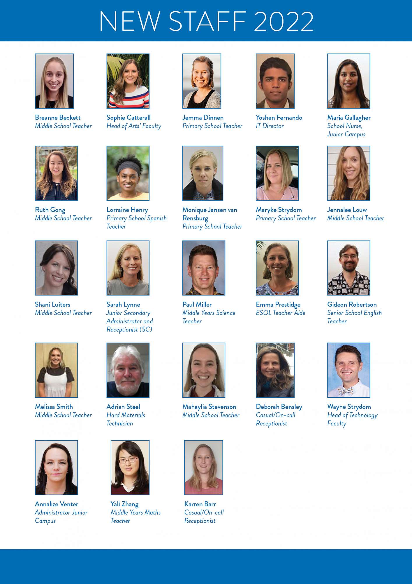 We Welcome Our New Staff Members for the Start of 2022.