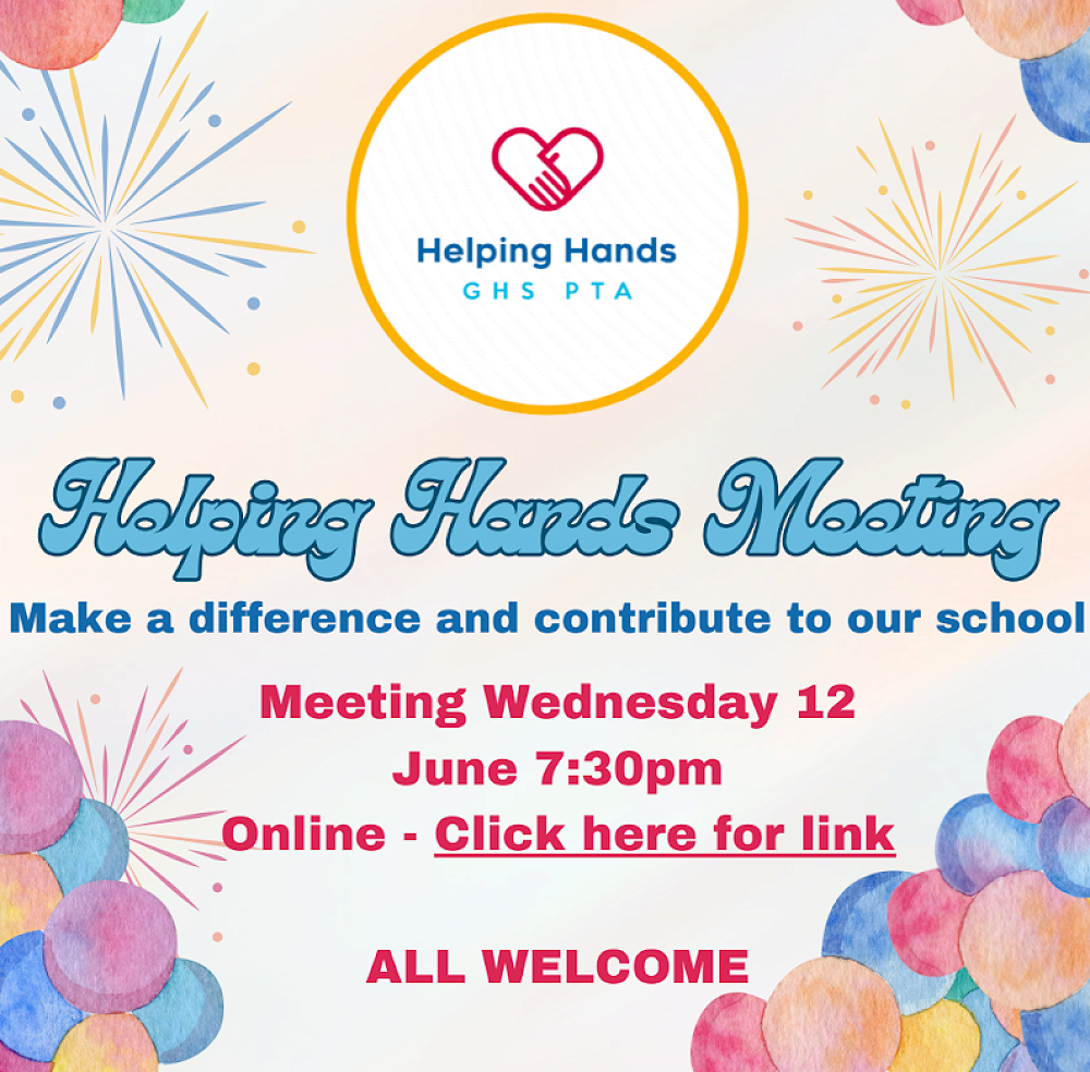 PTA - Helping Hands Meeting - Online - 12 June 7.30PM