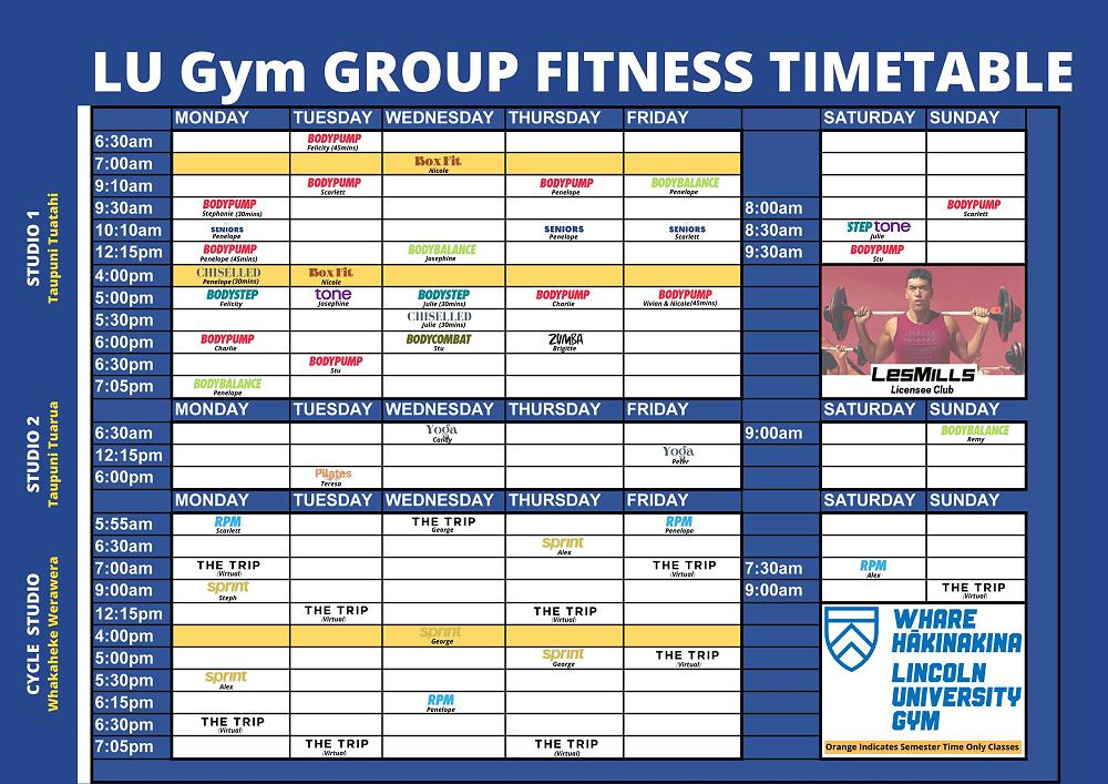 GROUP FITNESS TIMETABLE