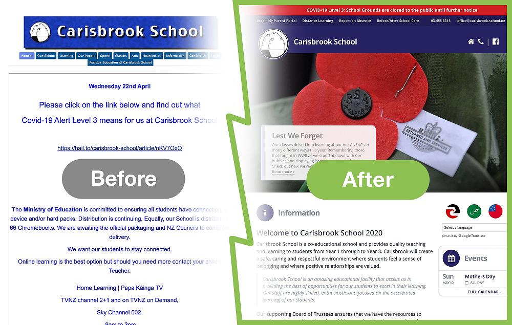 Carisbrook School: Before and After