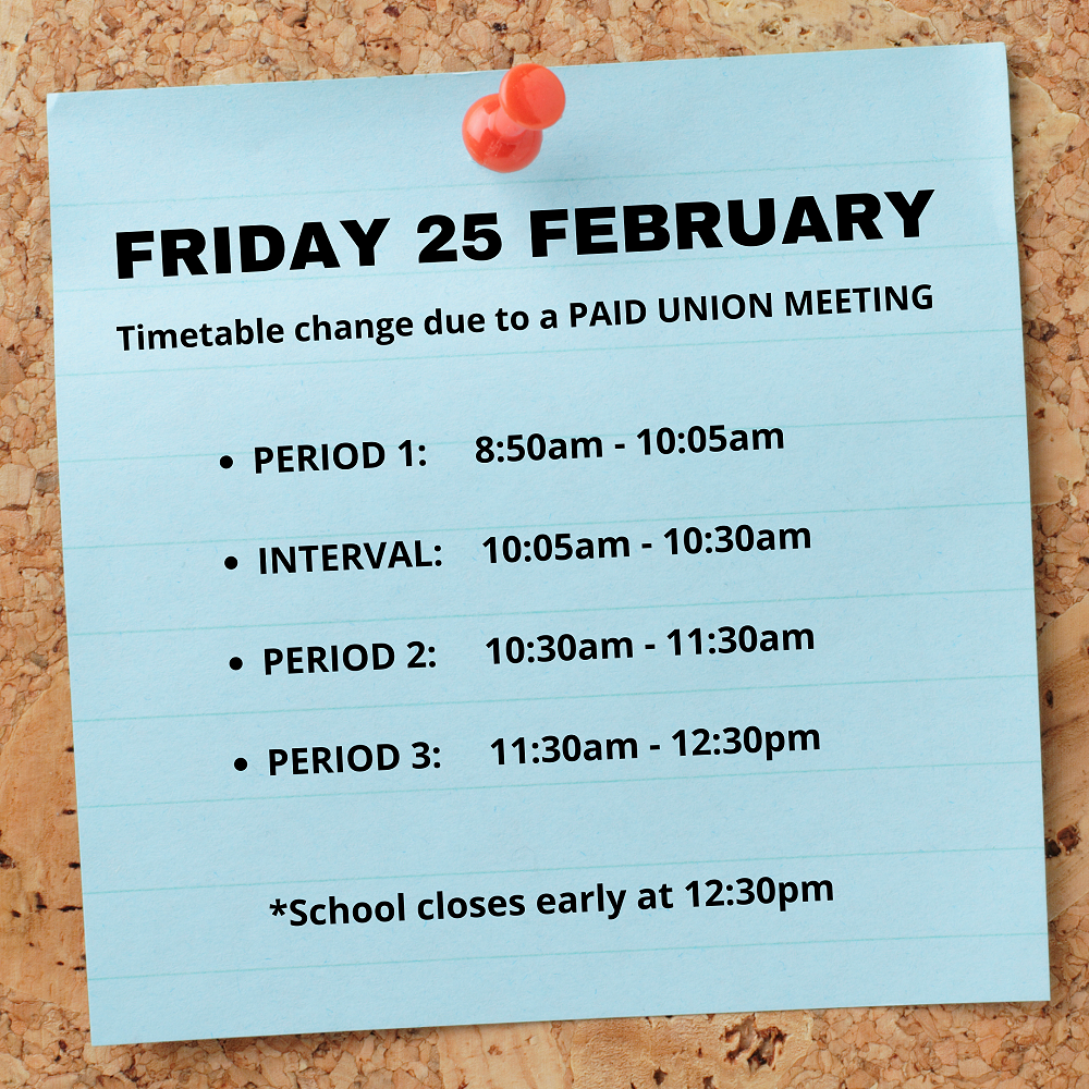 School closing early Friday 25 February