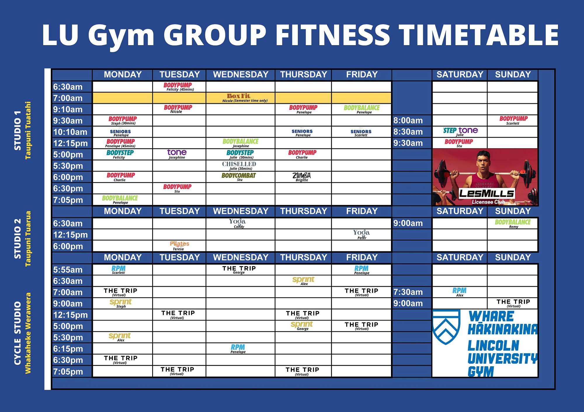 GROUP FITNESS TIMETABLE