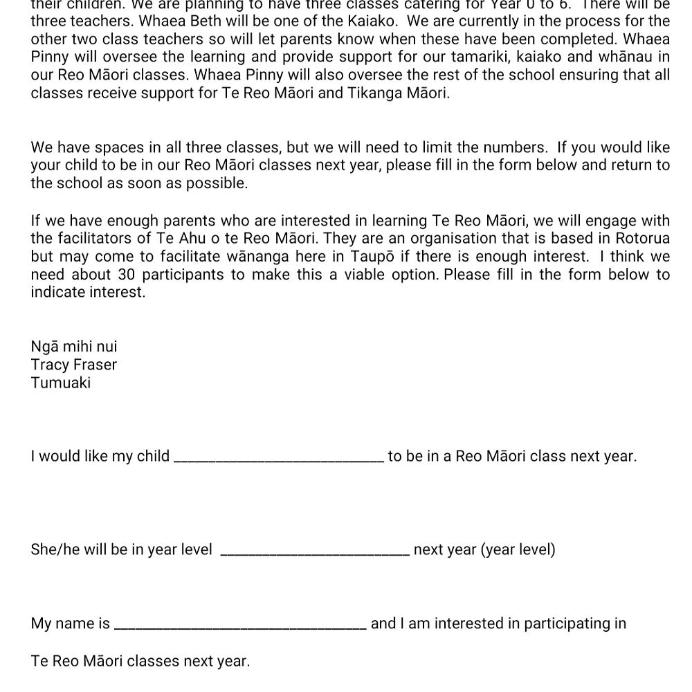 Reo Māori Class 2024