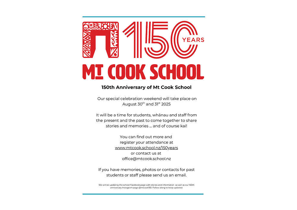 150th Anniversary of Mt Cook School