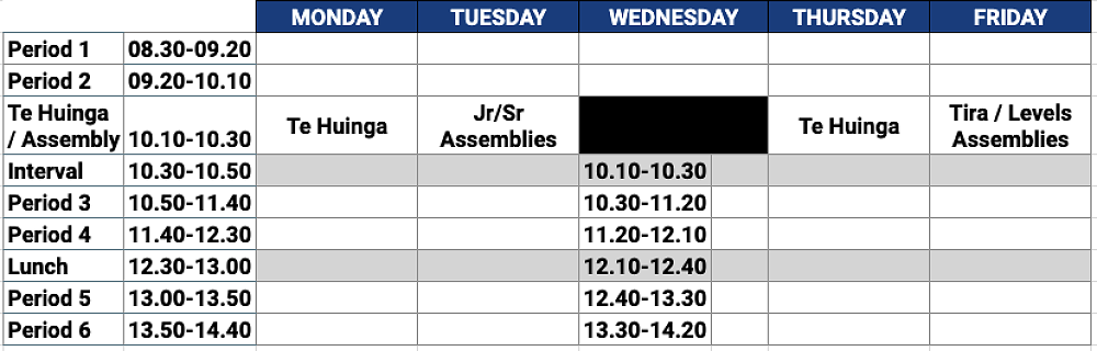 New Timetable Structure for 2025