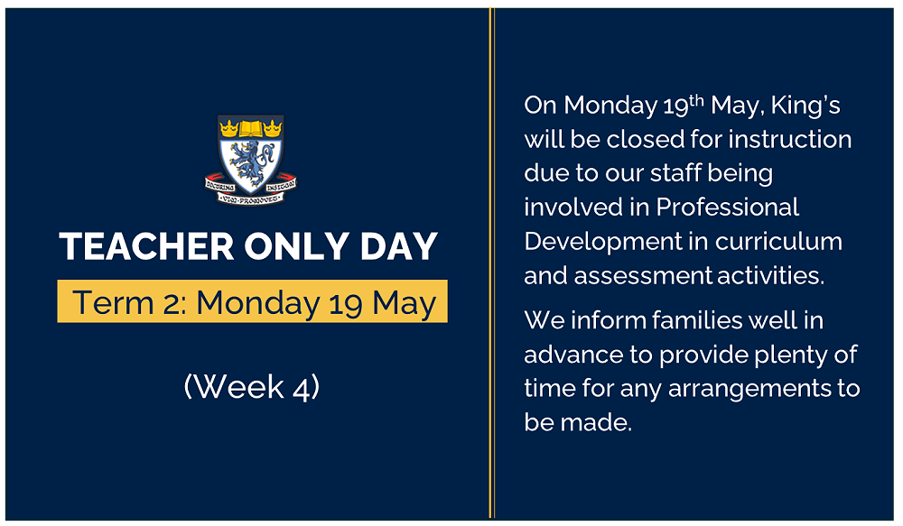 Teacher Only Day - Monday, 19 May