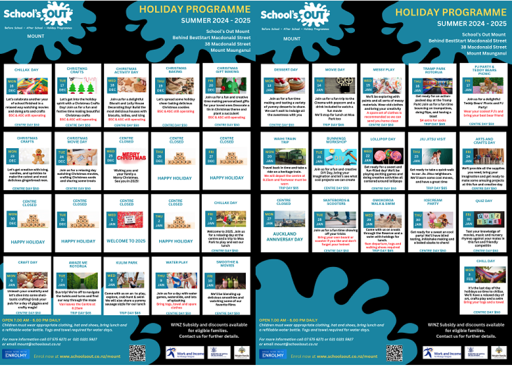 Schools Out Holiday Programme Summer 2024 — Newsletter Week 9, Term 4, 2024