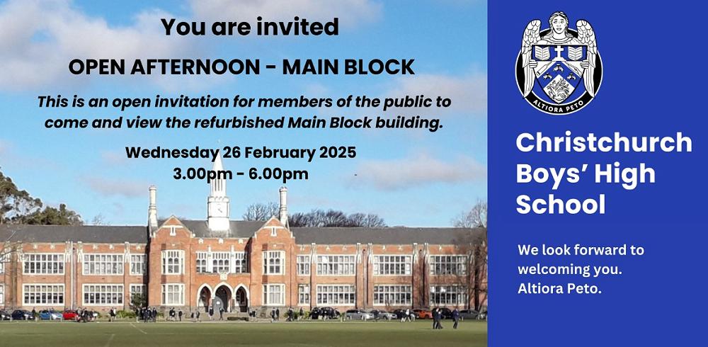 Main Block open day — Straven Road, Week 3, Term 1