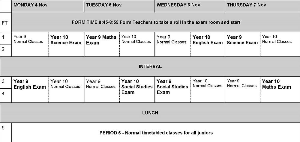 Junior Exam Week