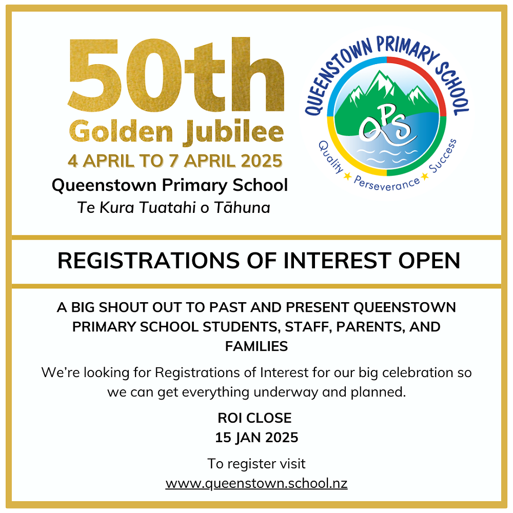 Queenstown Primary School 50th Jubilee - Registration of Interest Open