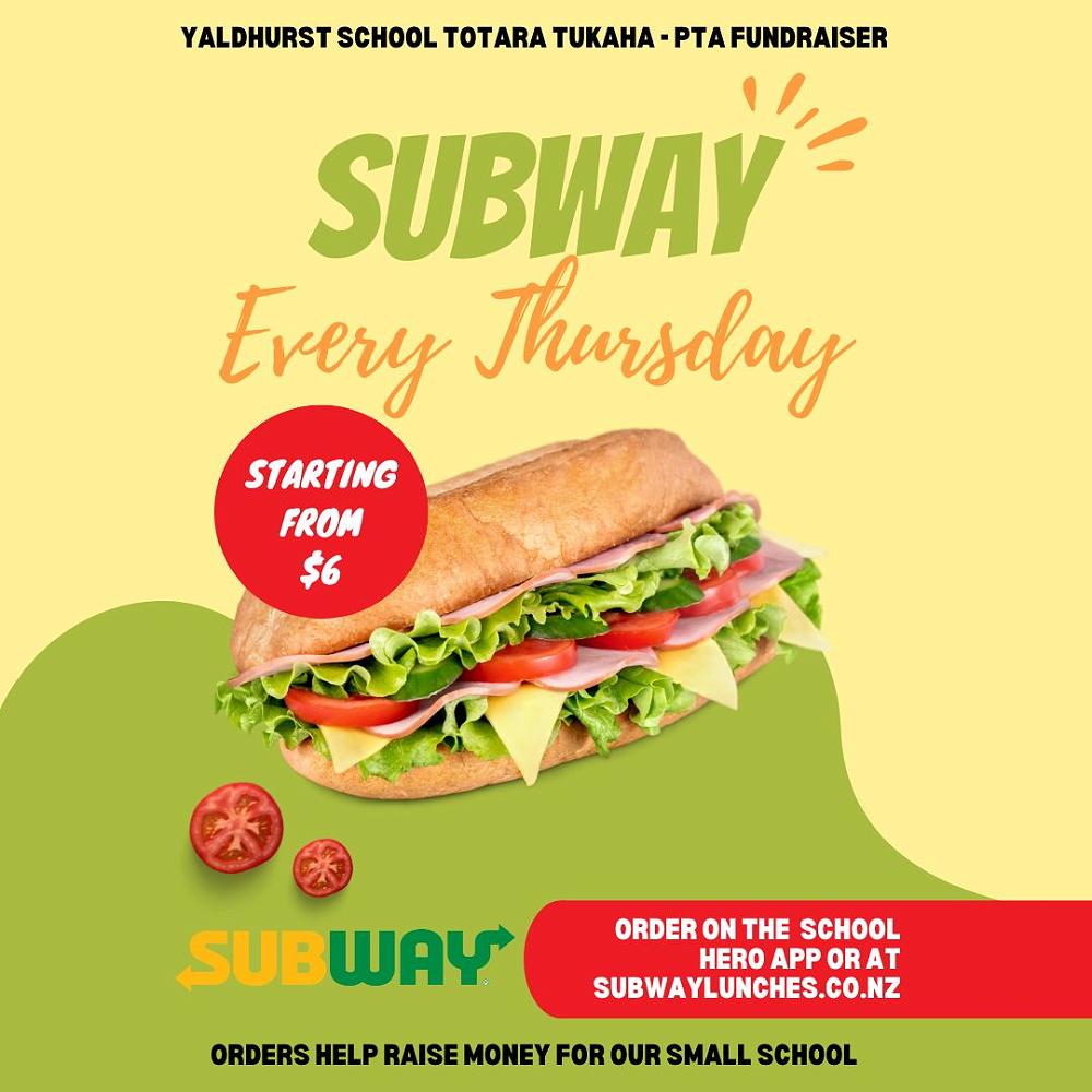 Subway Fundraiser - Every Thursday