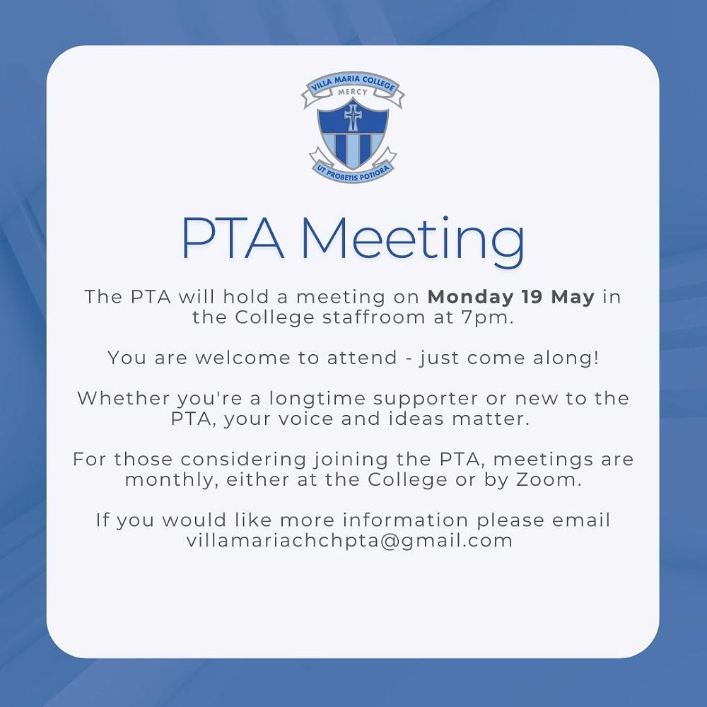 Upcoming PTA Meeting