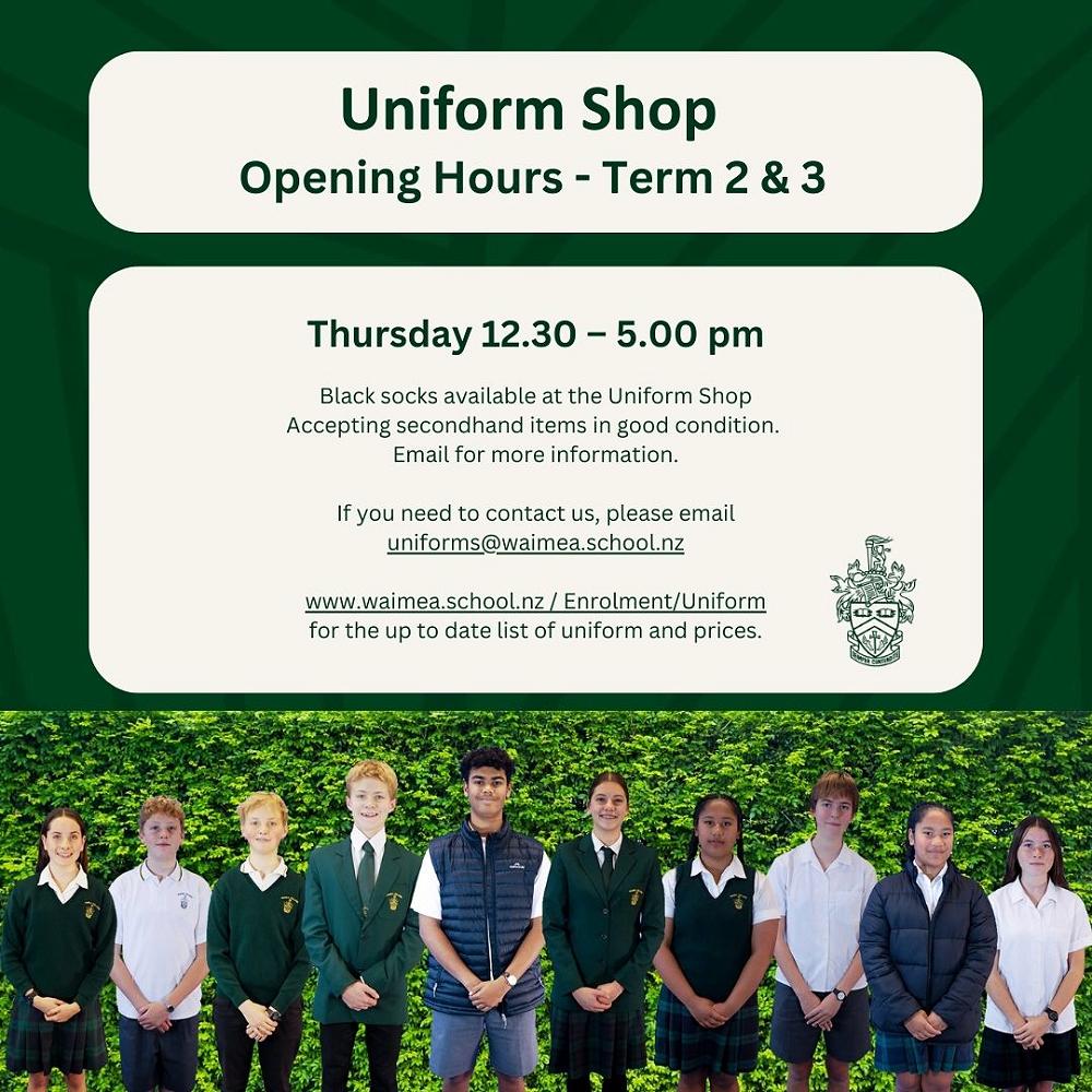 Uniform Shop Hours - Term 2 and 3 — Newsletter - April 2025
