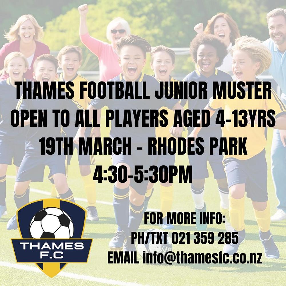 Re-scheduled! Thames Football Junior Muster - 26th March