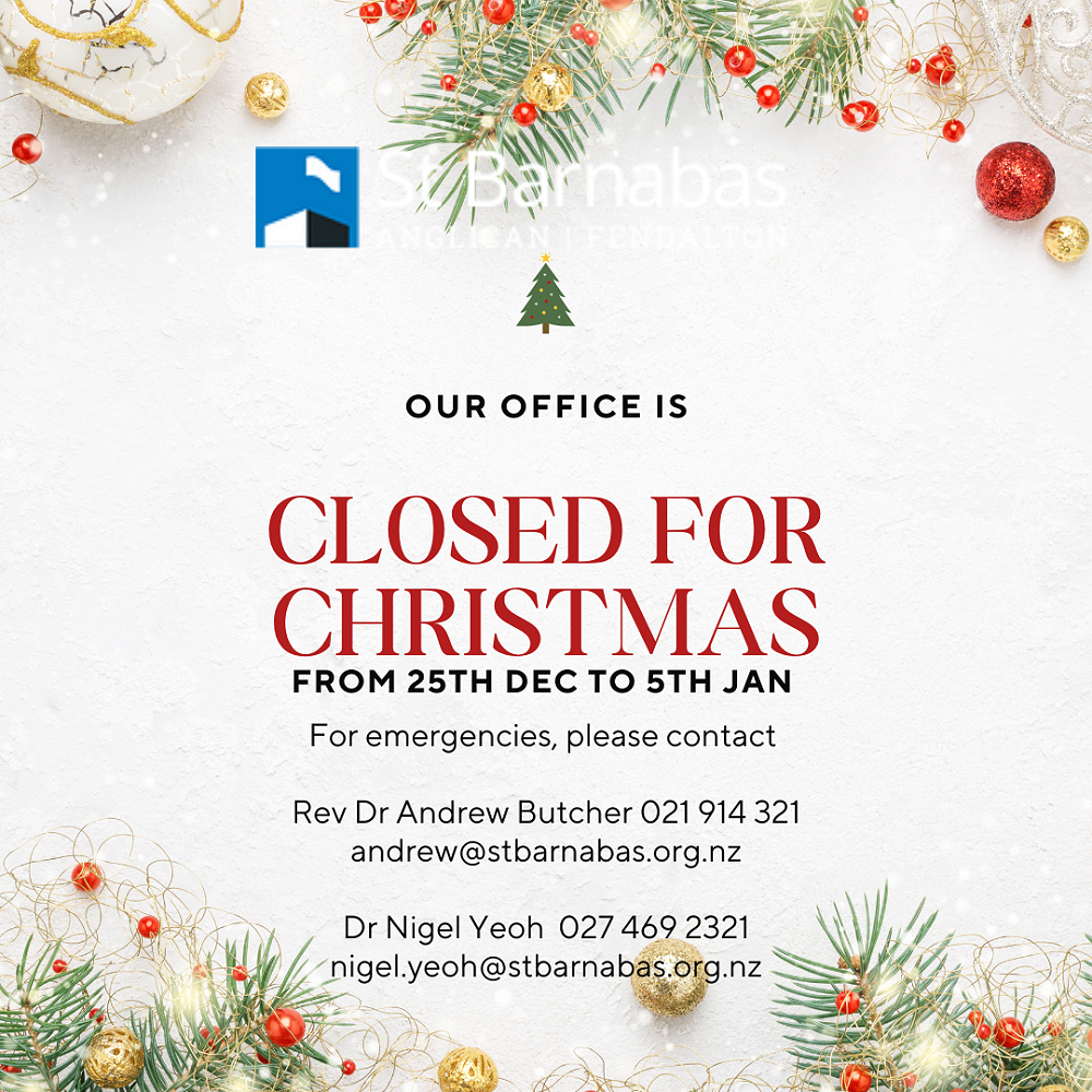 Office closed 25 Dec-5 Jan