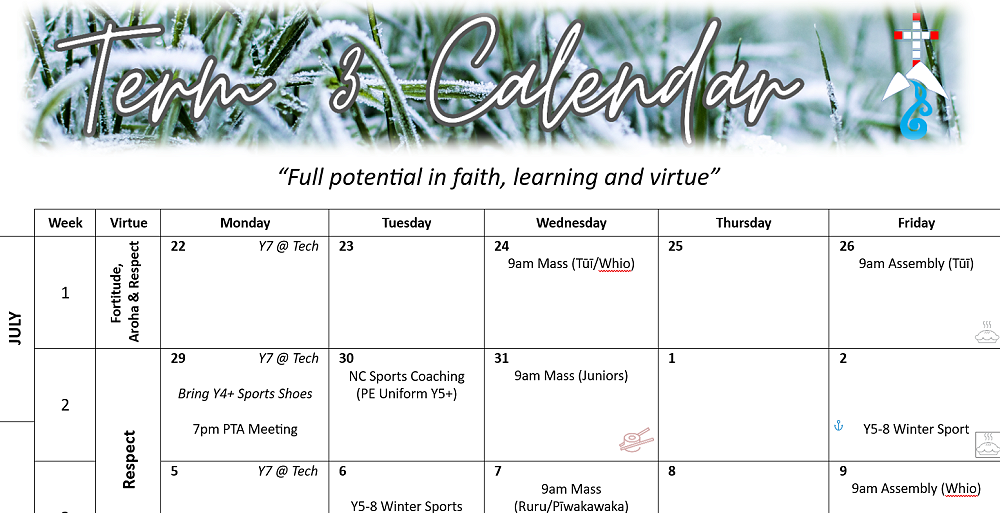Term Three Calendar