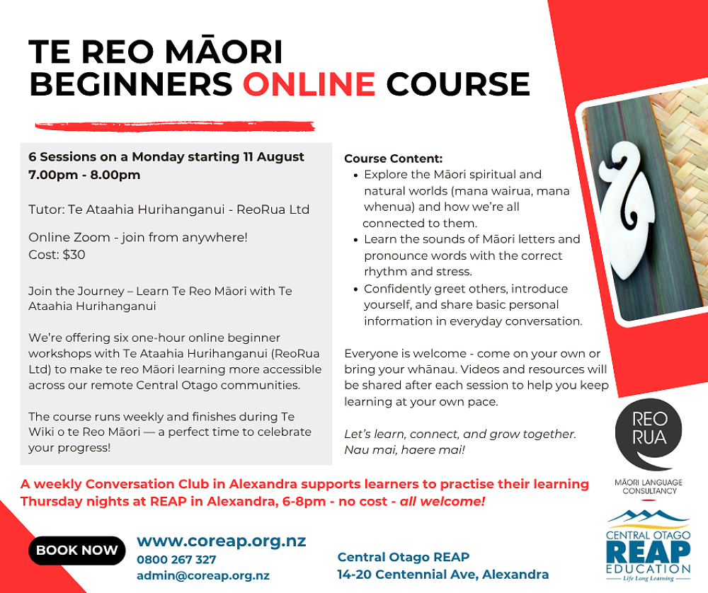 Te Reo Māori Beginners Online course with Te Ataahia Hurihanganui ...