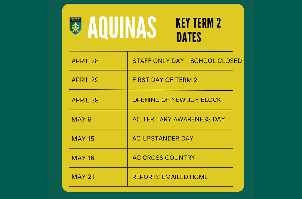 Key Dates for Term 2