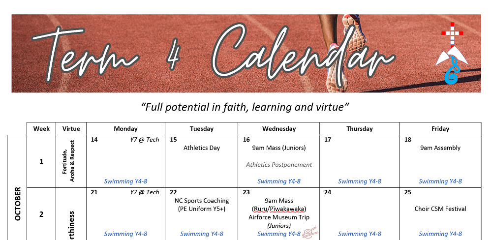 Term Four Calendar