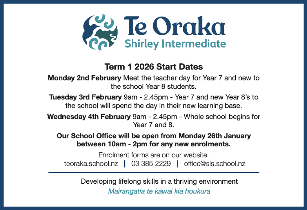 2026 Start Dates — Welcome to 2026 - Te Oraka Shirley Intermediate ...