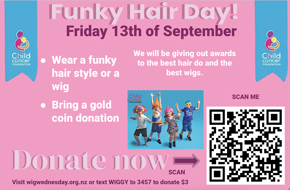 Funky Hair Day - Friday 13 September — Pānui #15 Friday 6th September 2024