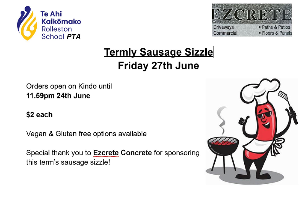 PTA Sausage Sizzle - Friday 27th June 2025