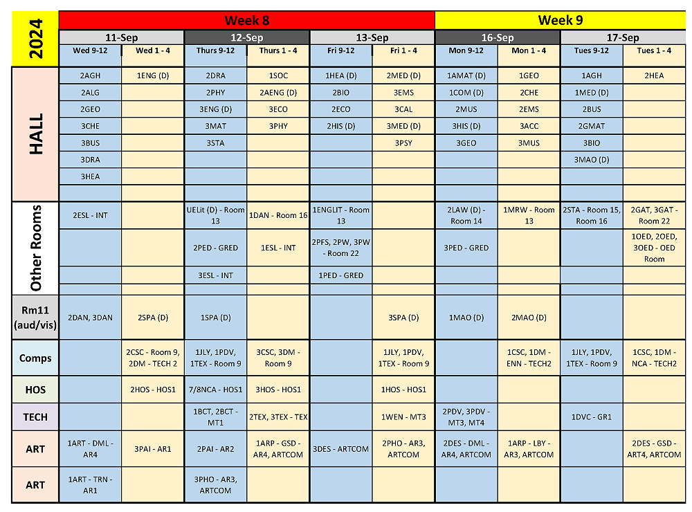 2024 Derived Grade Exam Timetable