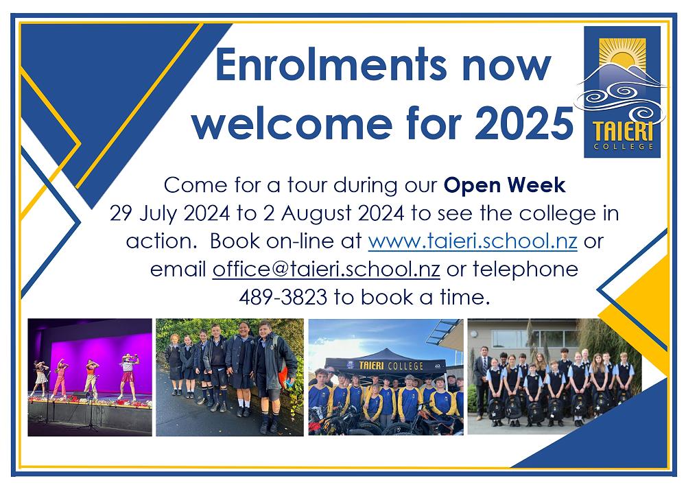 TAIERI COLLEGE ENROLMENTS