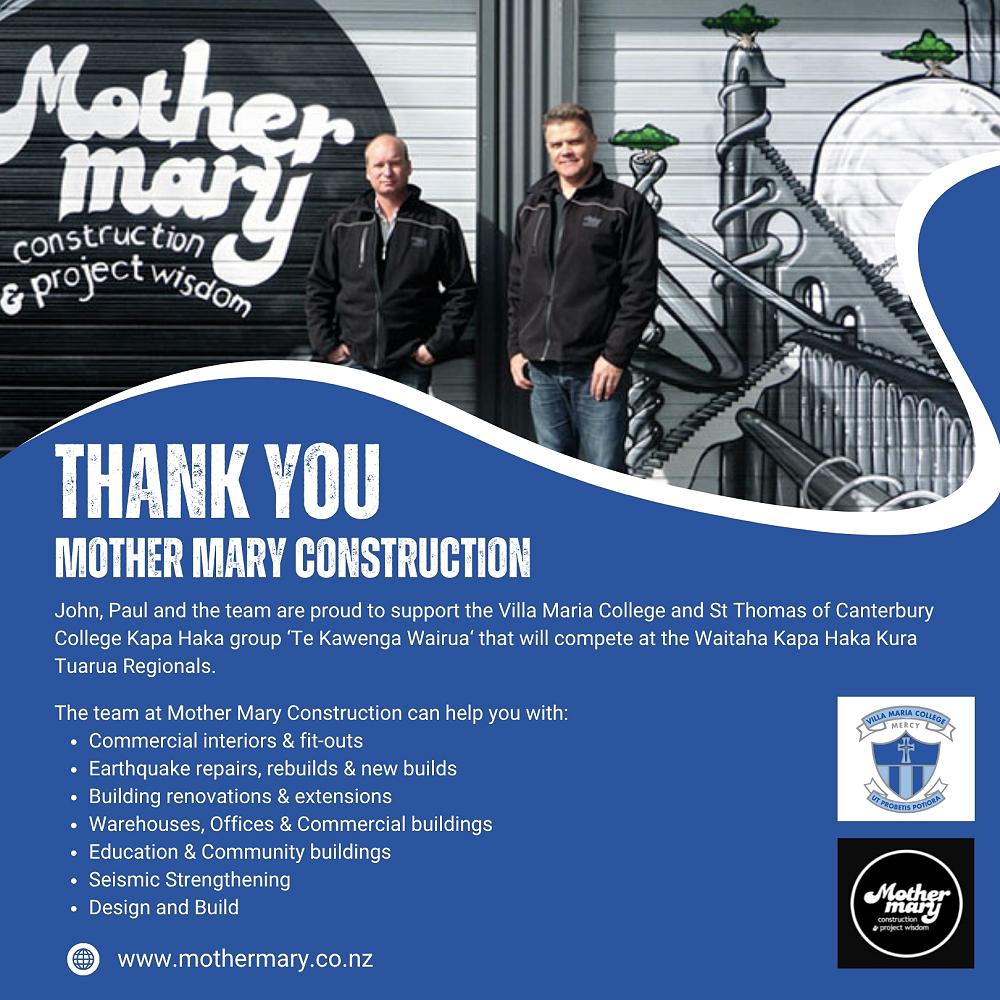 Thank you Mother Mary Construction!