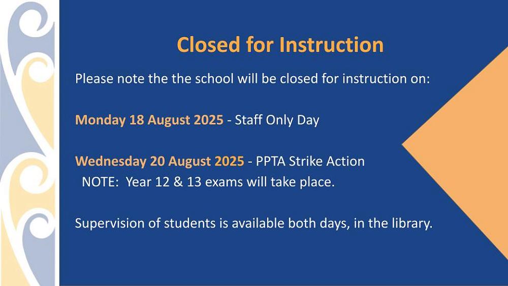 Staff Only Day | PPTA Strike Action — MGC Bulletin - 15 August 2025
