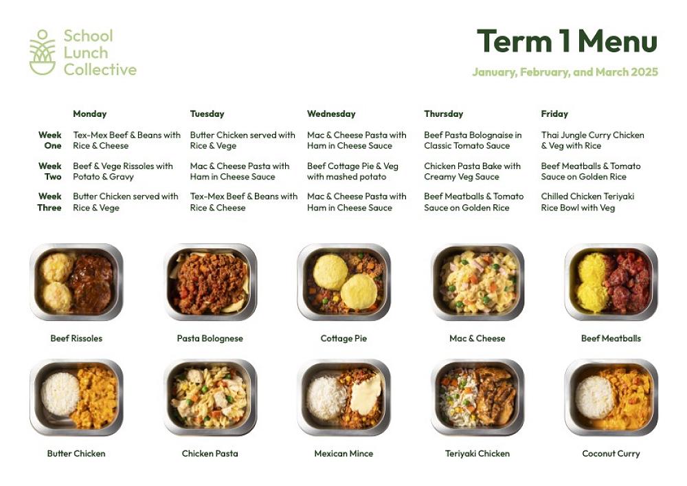 School Lunches - Kai Ako Menu