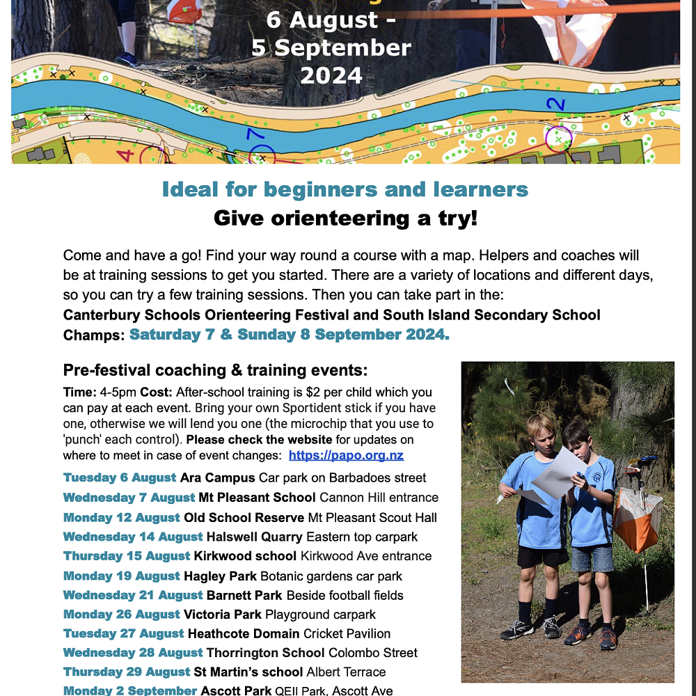 Orienteering for beginners — Newsletter for Friday 23 August 2024