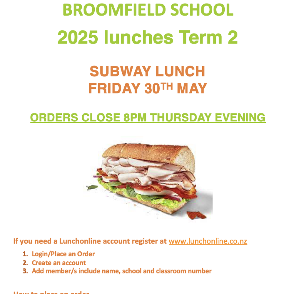 Subway Lunch - Friday 30 May
