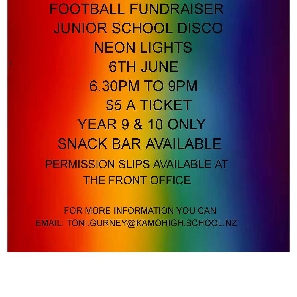Neon Lights Junior Disco on the 6th of June 2025. (Year 9 and 10)