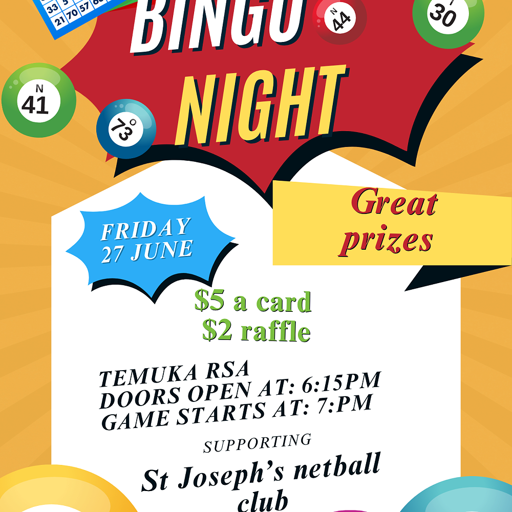 St Joseph's Netball Club Bingo Night