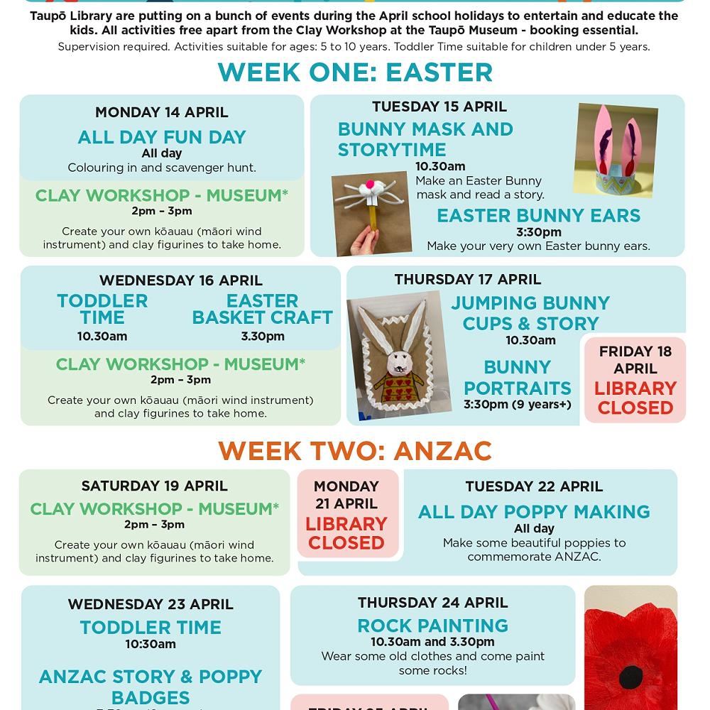 April School Holiday Programme At The Taupo Library.