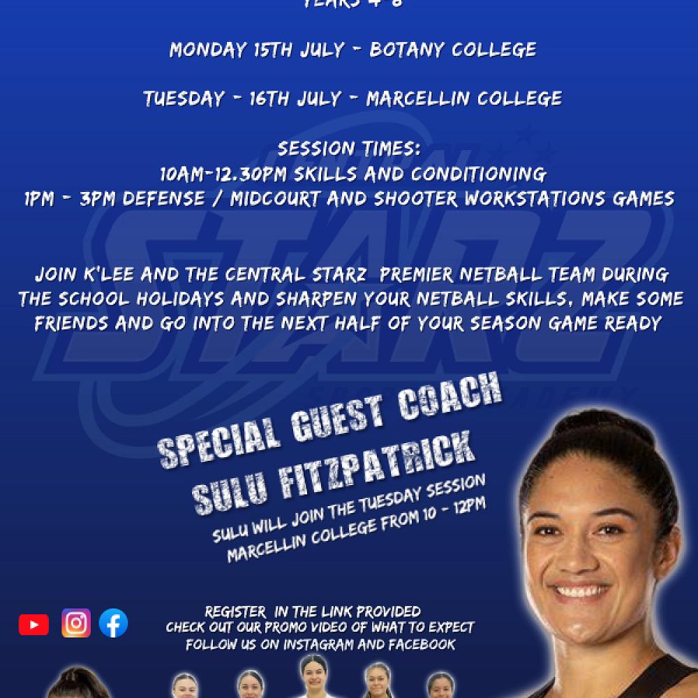 Netball Coaching Clinic: Year 4-8 with Sulu Fitzpatrick and Central Starz