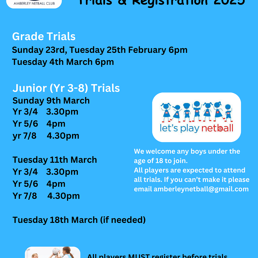 Amberley Netball Trials & Registration