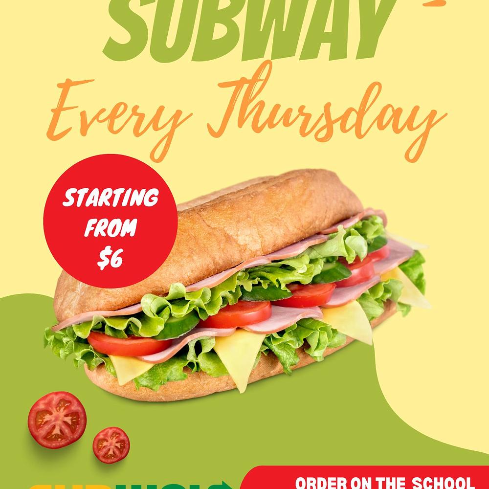 Subway Fundraiser - Every Thursday