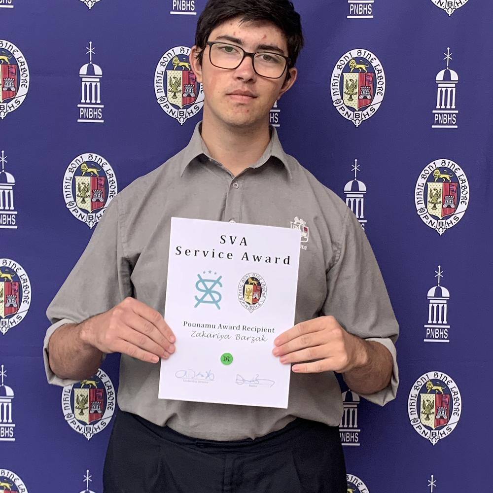 Zakariya Barzak Earns SVA (Student Volunteer Army) Pounamu Award