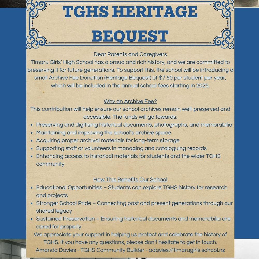 TGHS Heritage Bequest